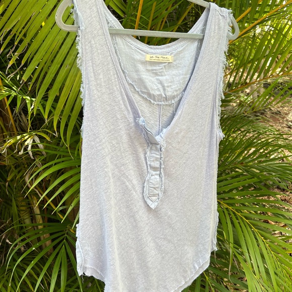 We The Free | Tops | We The Free Light Blue Frayed Tank Top Small Fits ...